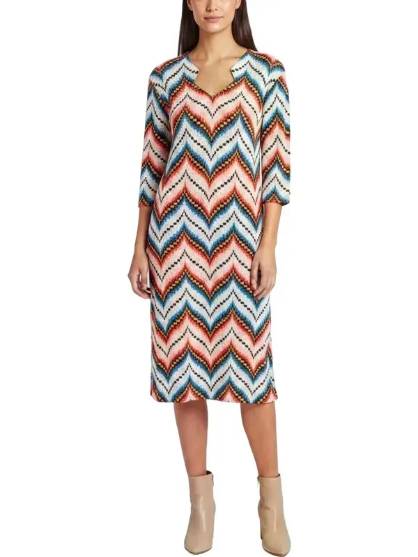 Kenzo Chevron Print Midi Dress - Red