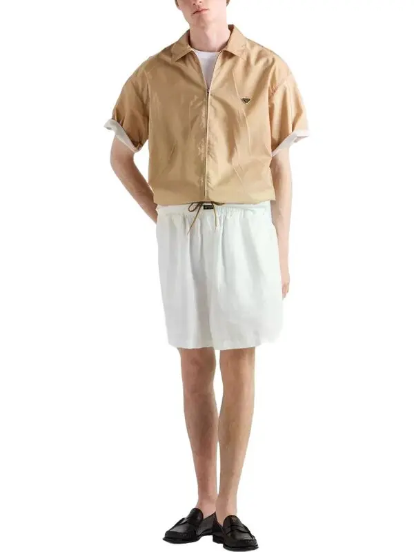 Prada Short-sleeved Re-nylon Zipper Shirt - Brown