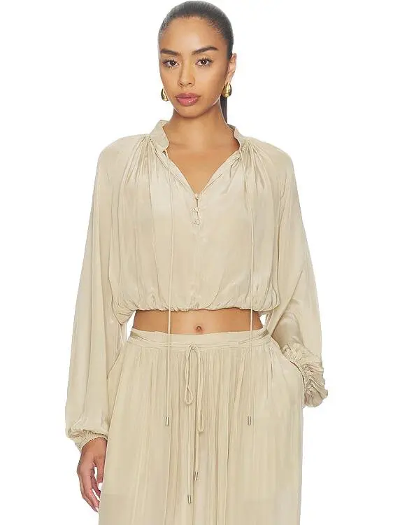 CAMILA COELHO Nerea Chiffon Top - Tan
