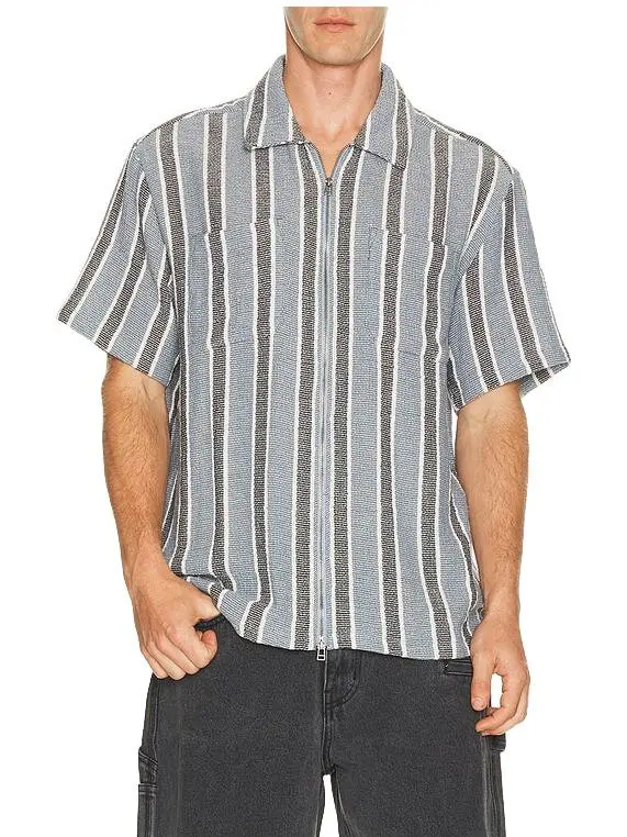 Brixton The Dexter Textured Stripe Short Sleeve Shirt In . Also - Multi
