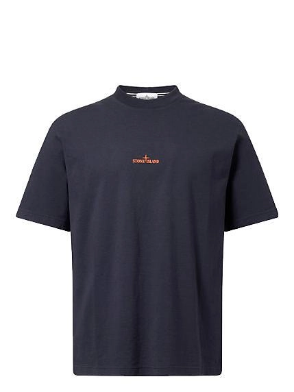 Stone Island Small Central Logo Short-sleeve Cotton-jersey T-shirt - Navy