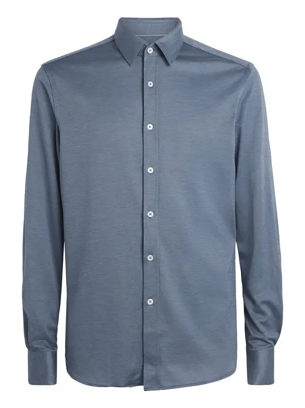 Canali Cotton-lyocell Jersey Shirt - Blue