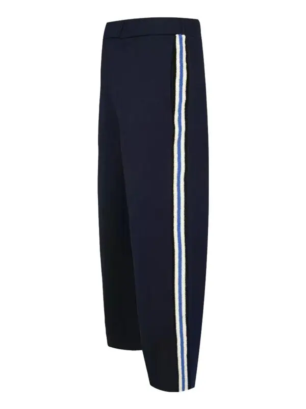 Commas Crochet-stripe Jersey Trousers - Blue