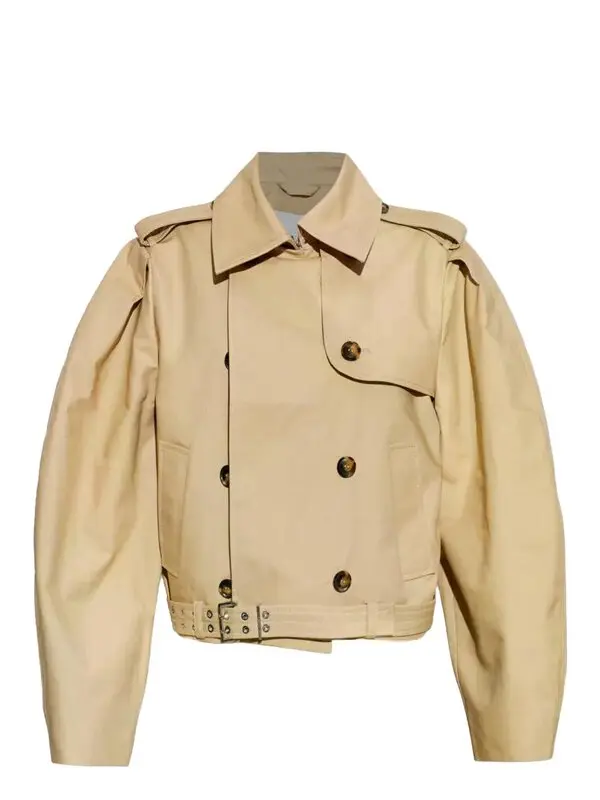 GANNI Double-breasted Balloon Sleeve Jacket - Neutrals