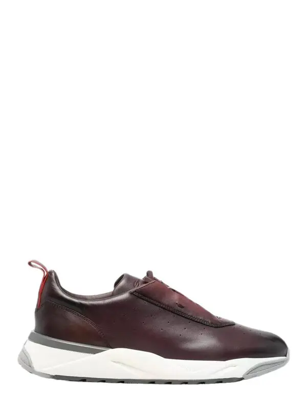Santoni Perforated Leather Sneakers - Red