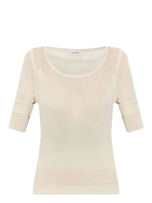 LEMAIRE Ribbed Knit Short-sleeve Top - Neutrals