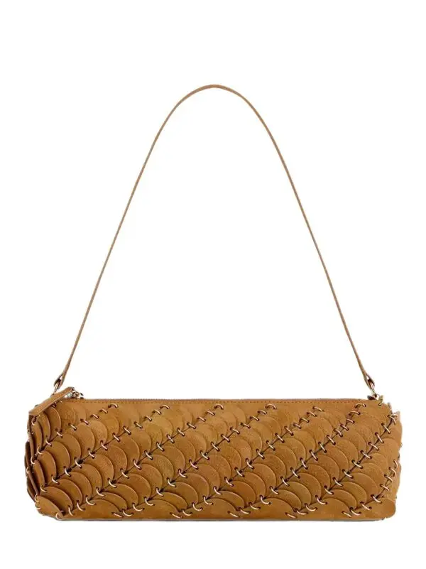 Rabanne Disc Embellished Leather Shoulder Bag - Brown