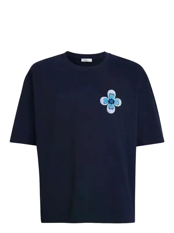Commas Embroidered Cotton T-shirt - Blue
