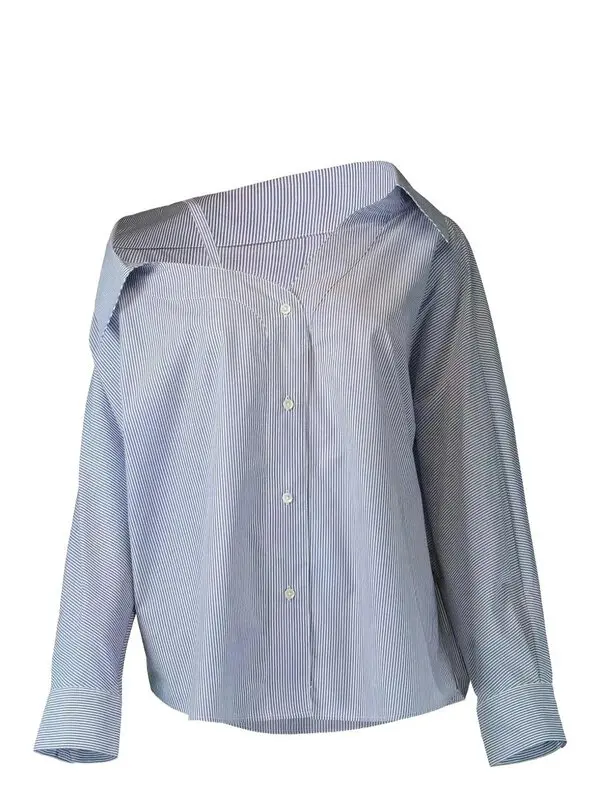 CHRISTY LYNN Dasha Striped Off-shoulder Shirt - Blue