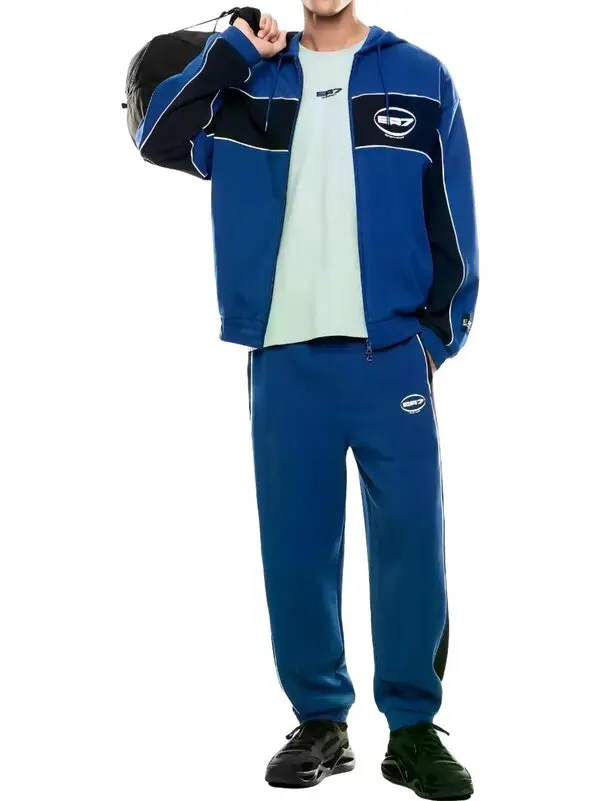 EA7 Logo-print Zip-up Hoodie - Blue