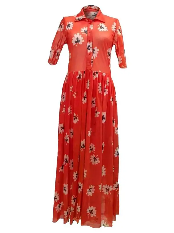 GANNI Tilden Floral-print Dress - Red