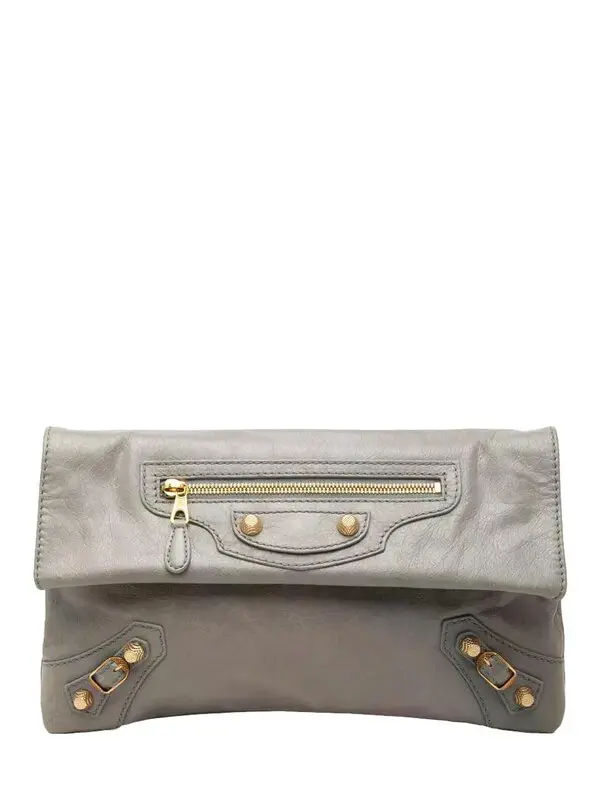 Balenciaga Lambskin Leather Clutch - Grey
