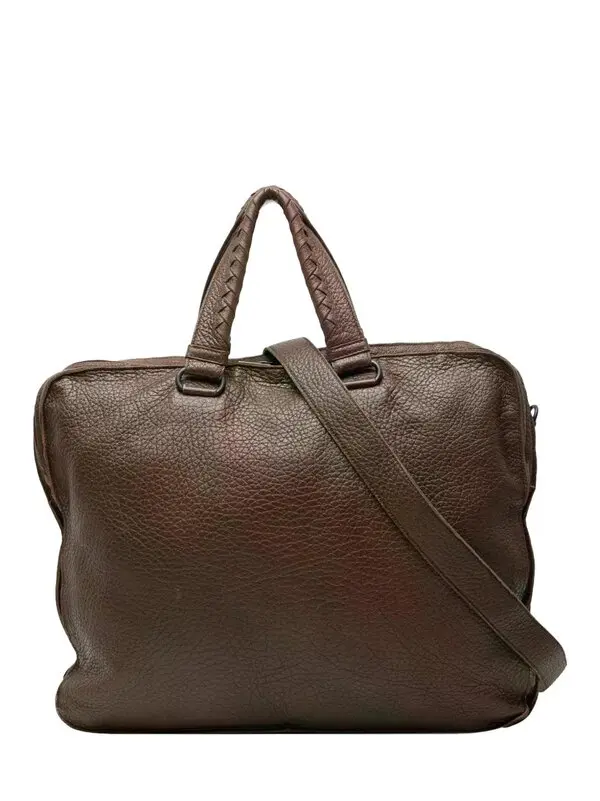 Bottega Veneta 2012-2026 Intrecciato Trimmed Cervo Business Bag - Brown