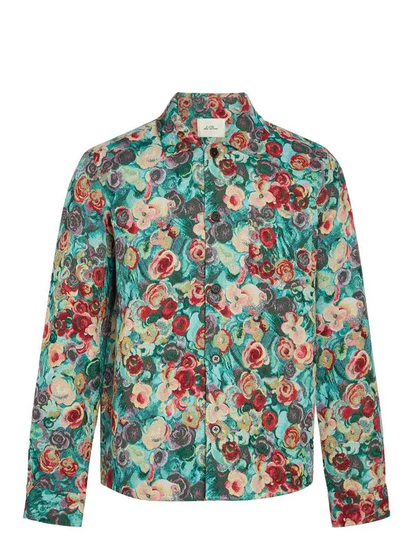 LES DEUX Floral-jacquard Woven Overshirt - Multicoloured 1