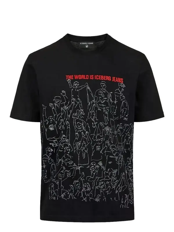 Iceberg Graphic-print Crew-neck T-shirt - Black