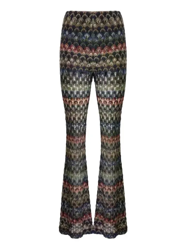 Missoni Geometric Pattern Knit Flared Trousers - Blue