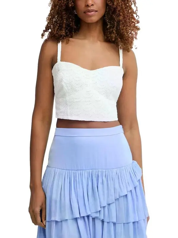 Guess Broderie Anglaise Cropped Top - White