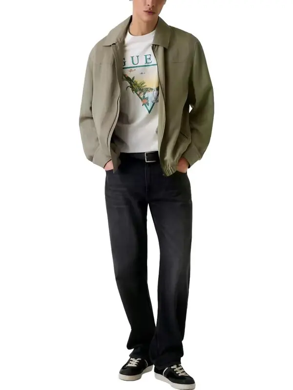 Guess Zip-up Collared Jacket - Green