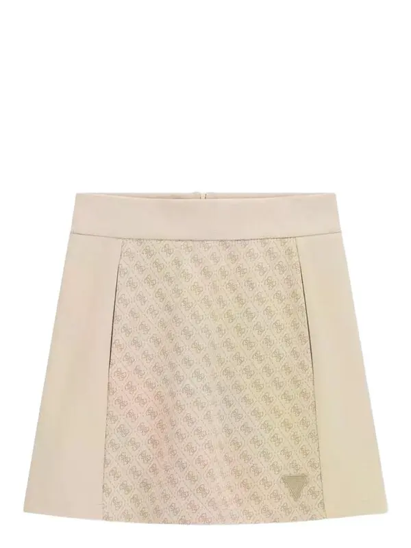 Guess Monogram-print Panelled Mini Skirt - Neutrals