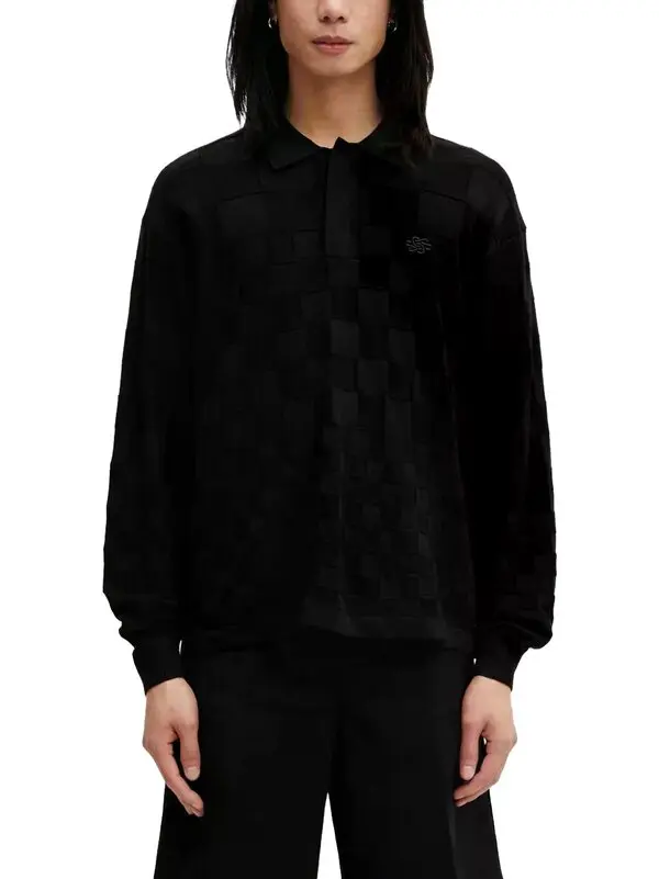 Filling Pieces Rugby Check-pattern Logo-embroidered Sweatshirt - Black