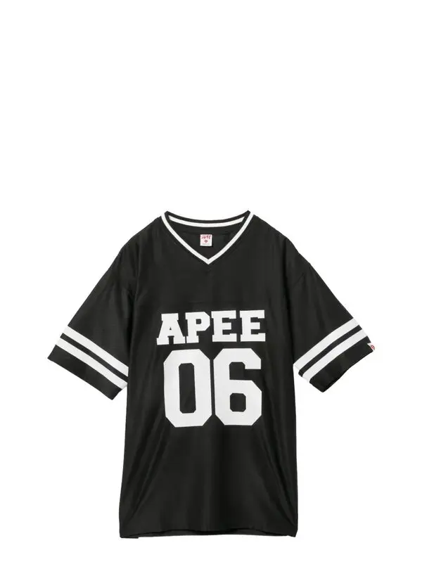 AAPE BY *A BATHING APE Apee™ A Bathing Ape® Logo-print Mesh V-neck T-shirt - Black