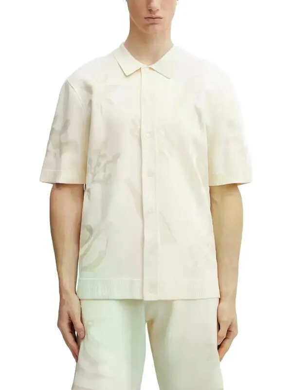 Filling Pieces Intarsia-knit Short-sleeve Shirt - Neutrals