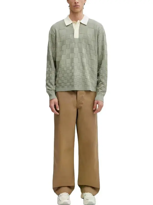 Filling Pieces Checkerboard Knit Long-sleeve Sweatshirt - Grey