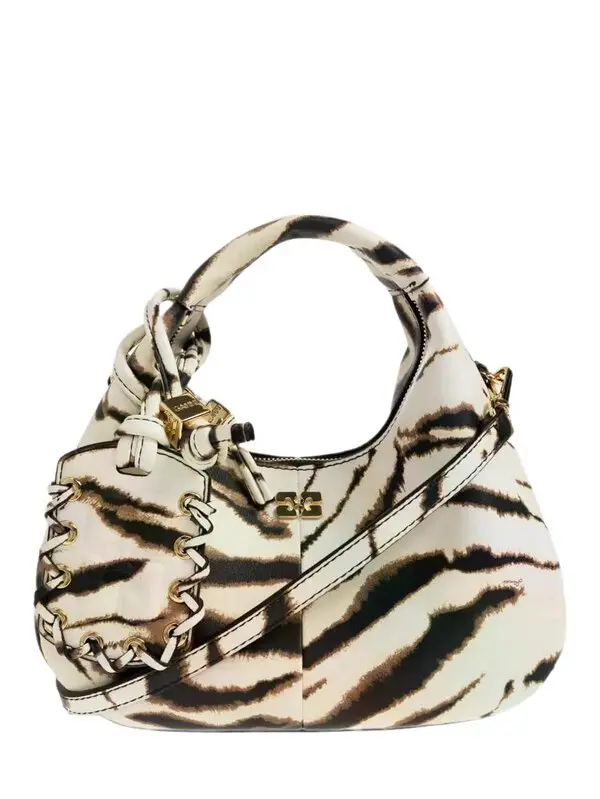 GANNI Tiger-print Knotted Tote Bag - Neutrals