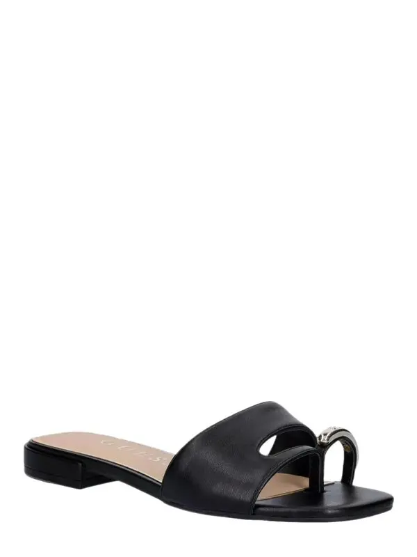 Guess Tablita Logo-plaque Sandals - Black