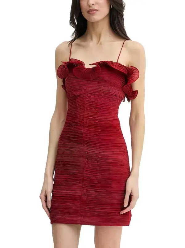 Guess Ruffled-trim Ruched Mini Dress - Red