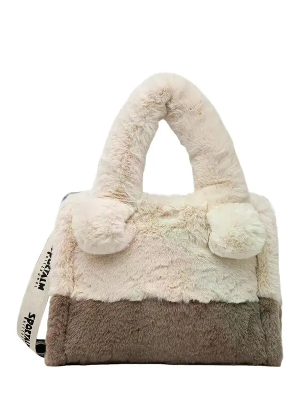 SPORTALM Faux-fur Logo-strap Tote Bag - Neutrals