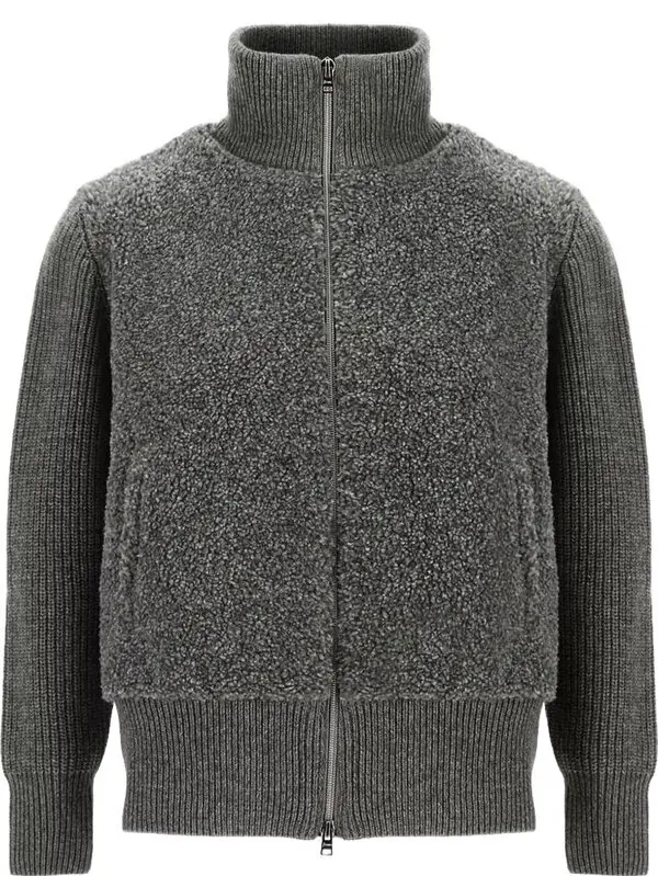 Herno Resort Ribbed-knit Cardigan - Grey