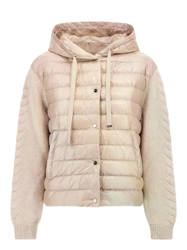 Herno Quilted Jacket With Cable Knit Sleeves - Neutrals