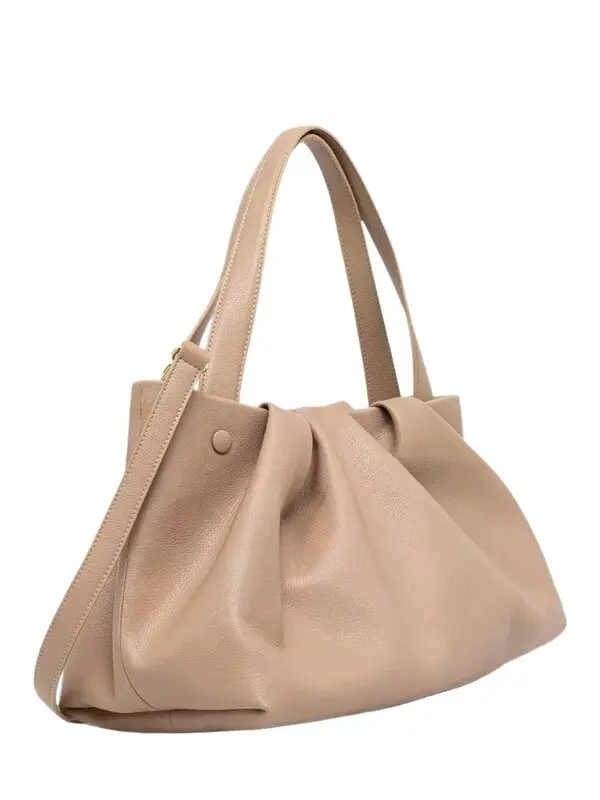 THEMOIRE Athena Bottalato Corn Ruched Pebbled Tote Bag - Neutrals