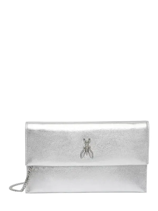 Patrizia Pepe Metallic Fly Clutch Bag - Silver