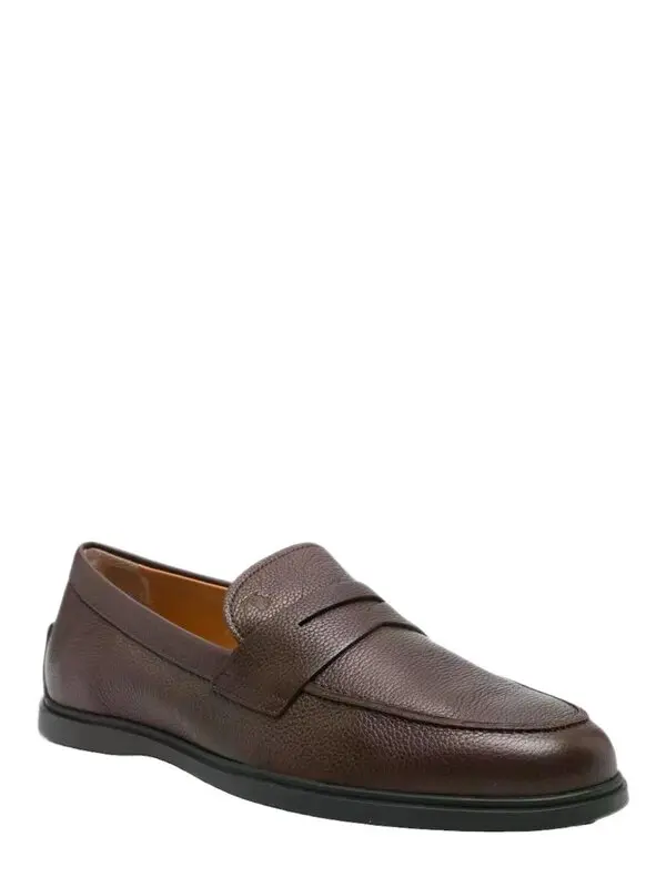 TOD'S Gommino Pebble-detail Leather Loafers - Brown