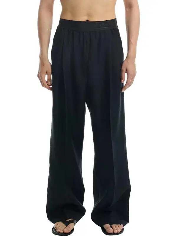 STOCKHOLM SURFBOARD CLUB Side-stripe Wide-leg Trousers - Black