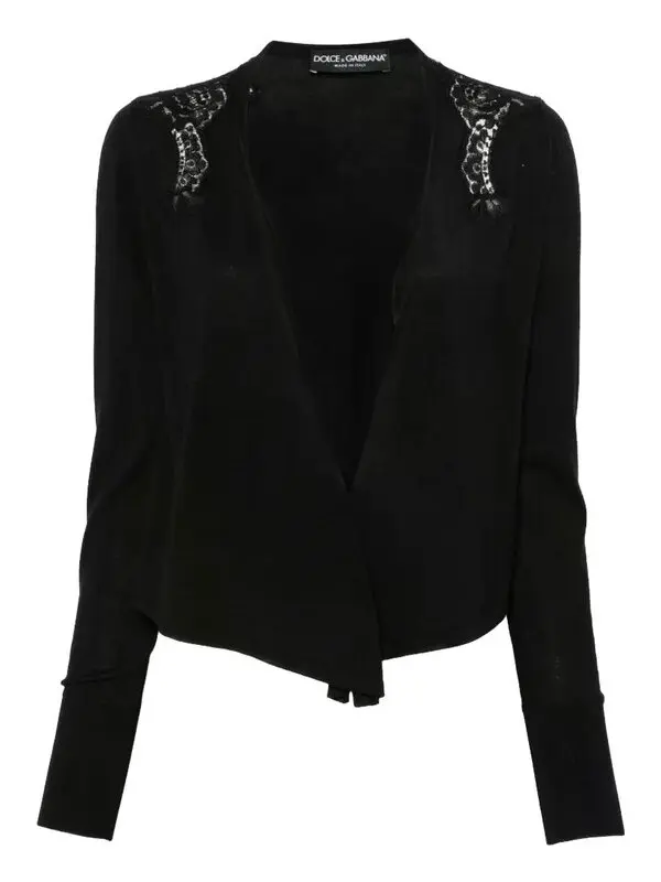 Dolce & Gabbana 1990s Wool Lace Appliqué Jacket - Black