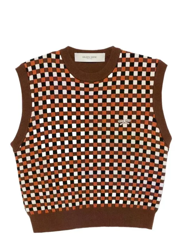 GOLDEN GOOSE Roby Check-pattern Vest - Brown