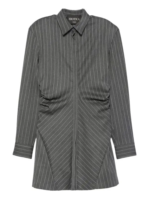 DONDUP Pinstripe-pattern Ruched-detailing Mini Dress - Grey