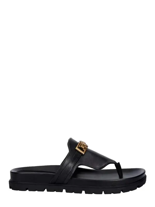 Guess Farron Leather Logo Plaque Sandals - Black