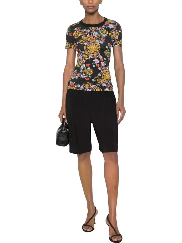 Versace Floral Baroque Print T-shirt - Black