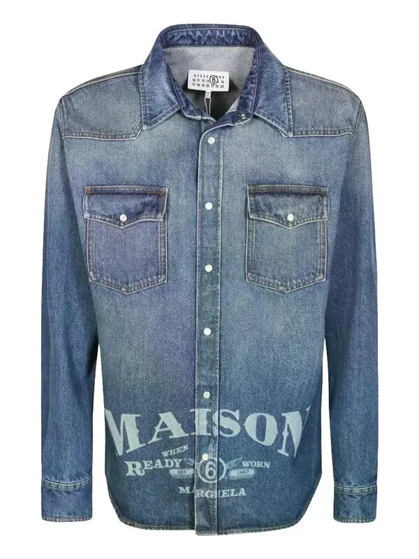 MAISON MARGIELA Faded Wash Denim Overshirt - Blue