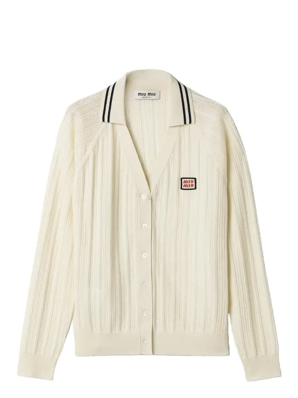 Miu Miu Cashmere Cardigan - Natural/blue