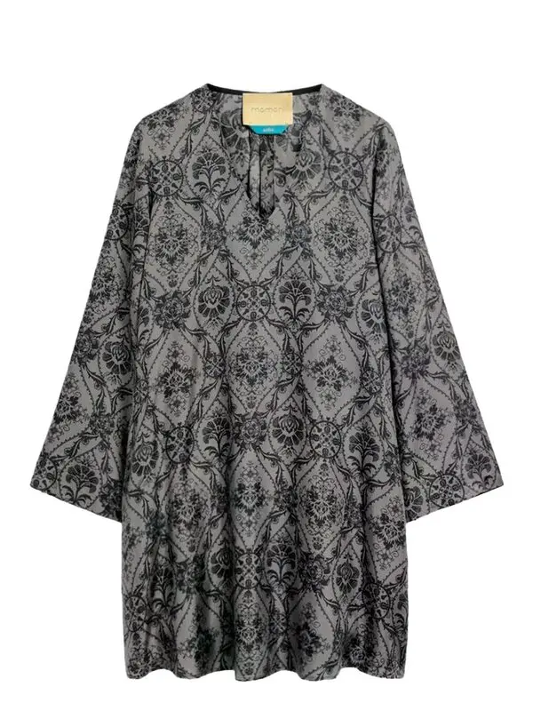 Momoni Printed Silk Mini Dress - Grey