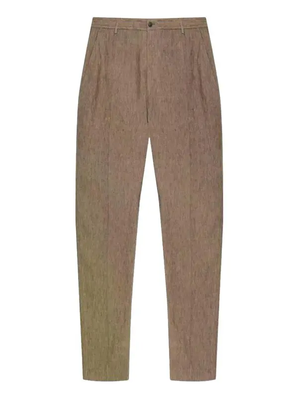 Emporio Armani Beige Linen Stitched-seam Trousers - Neutrals