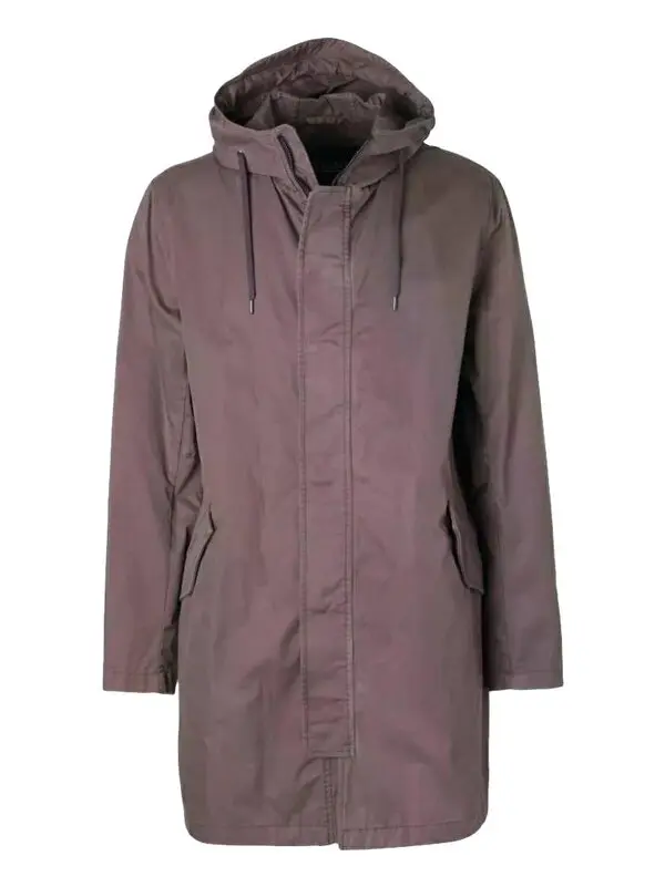 Herno Drawstring Hood Zip-up Coat - Purple