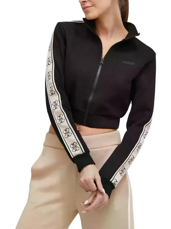 Guess Logo-tape Cropped Jacket - Black
