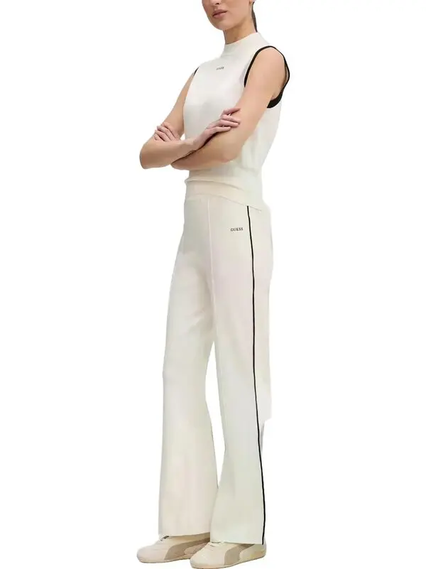 Guess Logo-print Side-stripe Flared Track Pants - Neutrals