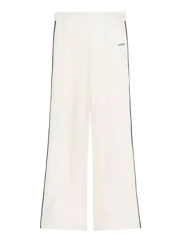 Guess Logo-print Side-stripe Flared Track Pants - Neutrals